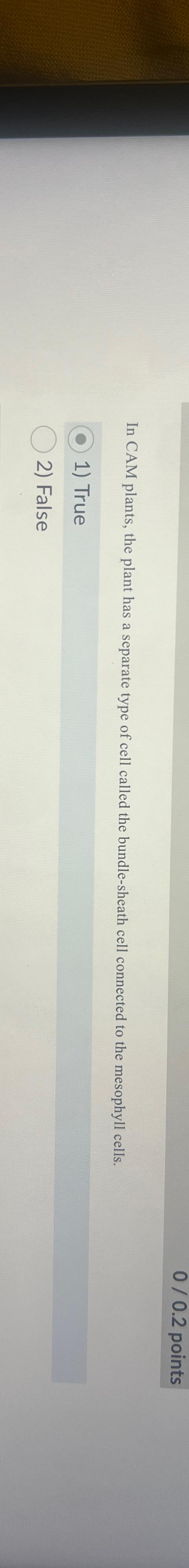 Solved 00.2 ﻿pointsIn CAM plants, the plant has a separate | Chegg.com