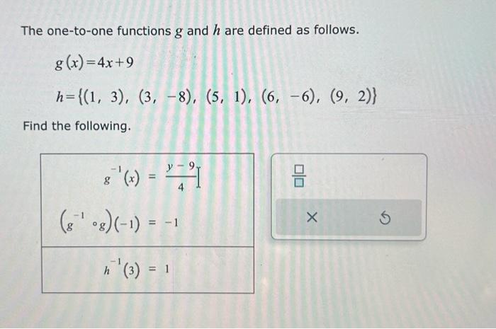 Solved The one-to-one function g is defined below. | Chegg.com