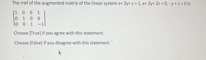 Solved The rref of the augmented matrix of the linear system | Chegg.com