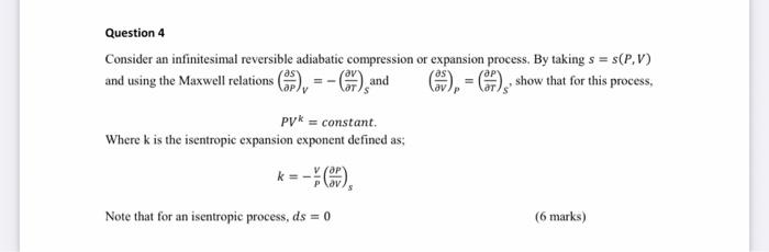 Solved Question 4 Consider an infinitesimal reversible | Chegg.com