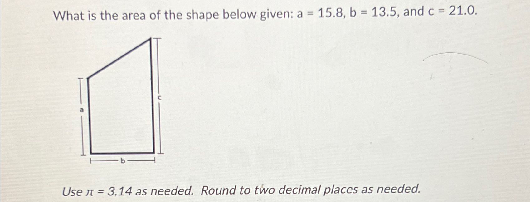 Solved What is the area of the shape below given: | Chegg.com