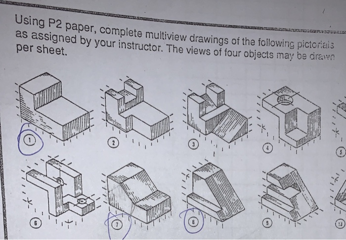 Solved Using P2 paper, complete multiview drawings of the | Chegg.com