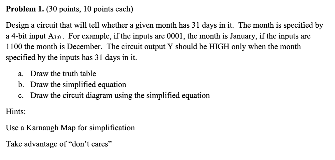 Solved Problem 1. (30 points, 10 points each)Design a | Chegg.com Solved Problem 1. (30 points, 10 points each)Design a | Chegg.com