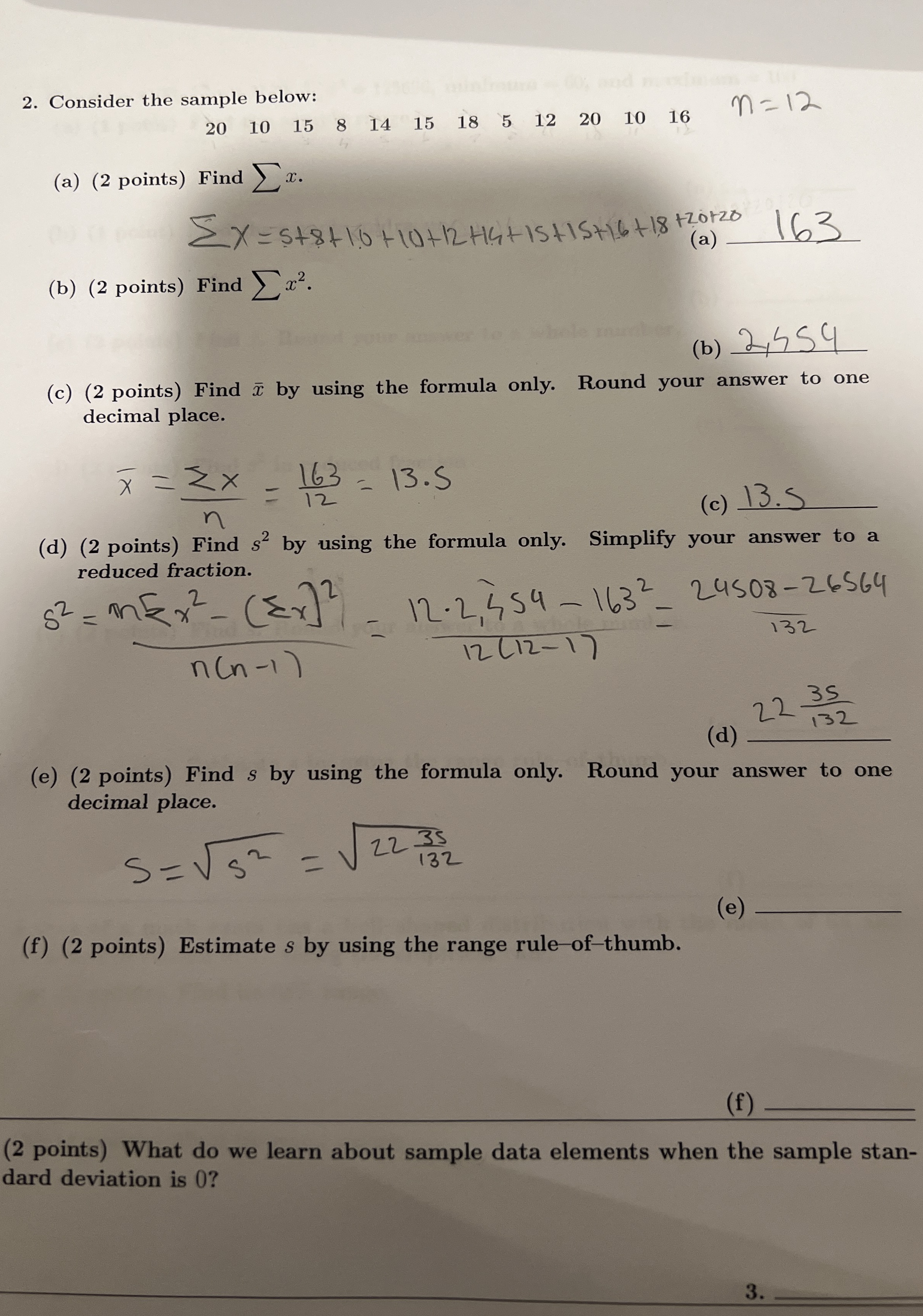 Solved Consider the sample below: ﻿mple below: | Chegg.com
