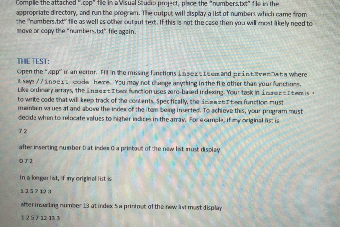 Solved Compile the attached ".cpp" file in a Visual Studio | Chegg.com