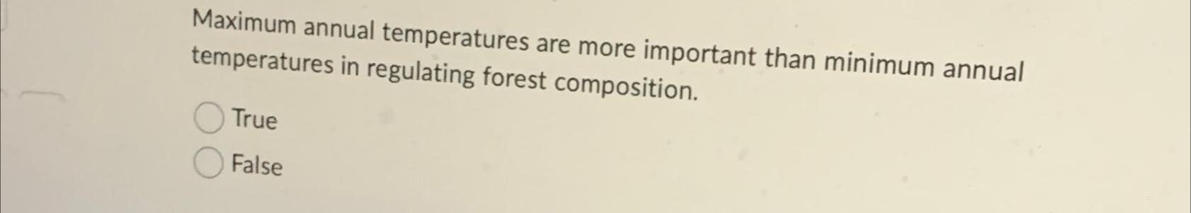 Solved Maximum annual temperatures are more important than | Chegg.com