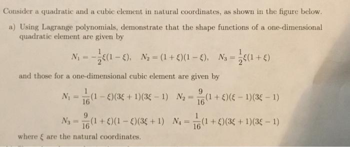 Solved Consider a quadratic and a cubic element in natural | Chegg.com