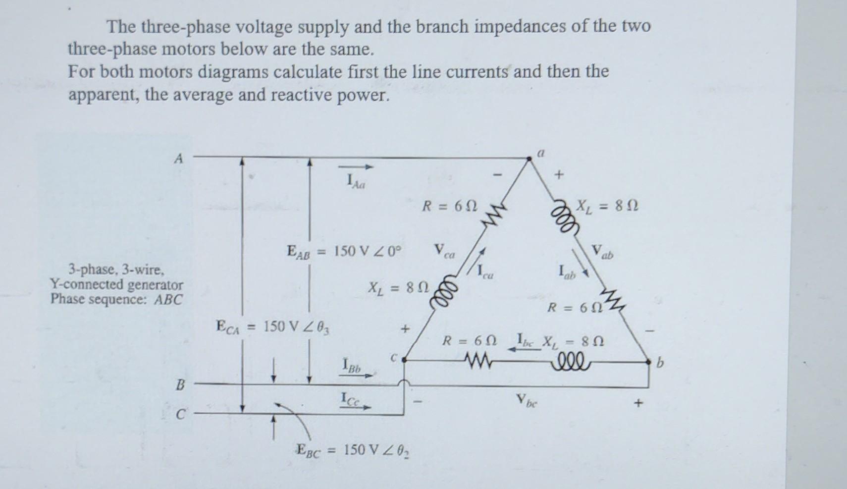 Solved The three-phase voltage supply and the branch | Chegg.com