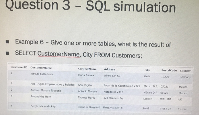 Solved Question 3 - SQL simulation Example 6 - Give one or | Chegg.com