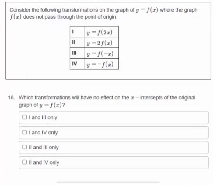 Solved Consider the following transformations on the graph | Chegg.com