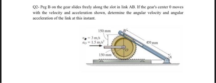 Solved Q2- Peg B on the gear slides freely along the slot in | Chegg.com