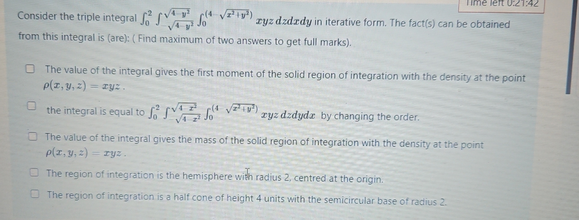 Solved Consider the triple integral | Chegg.com