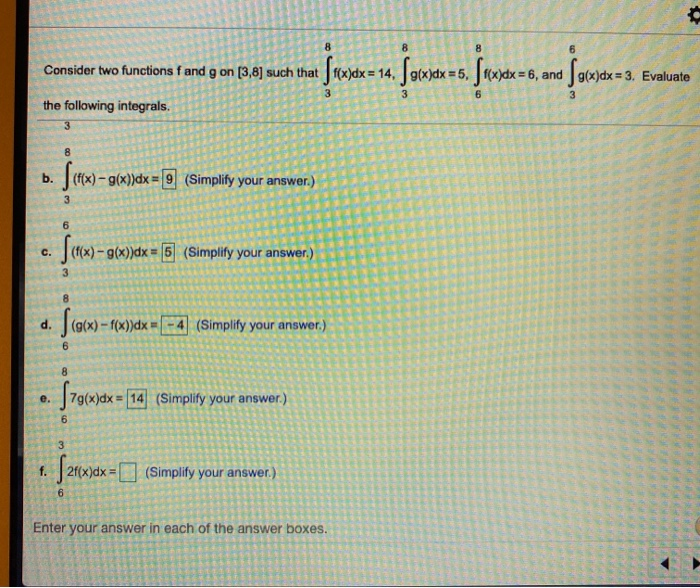 Solved Consider two functions f and gon (3,8] such that | Chegg.com