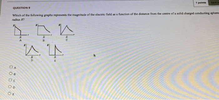 Solved 1 points Save A QUESTION 9 Which of the following | Chegg.com