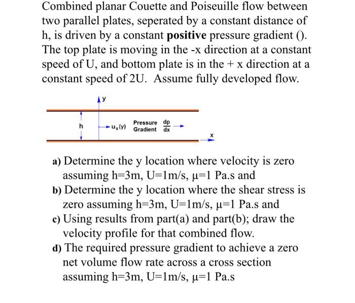 Solved Combined planar Couette and Poiseuille flow between | Chegg.com