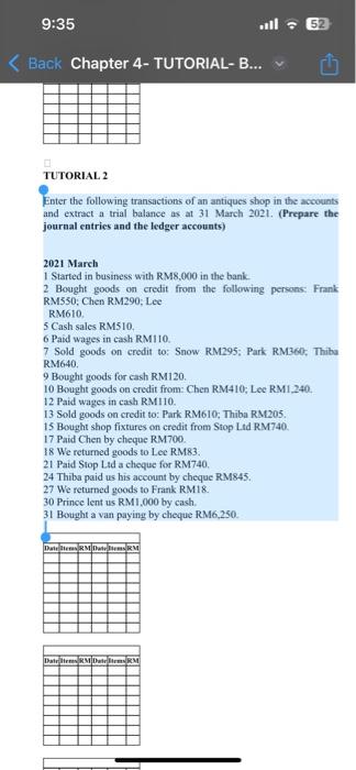 Solved 9:35 Back Chapter 4- TUTORIAL- B... TUTORIAL 2 .... | Chegg.com