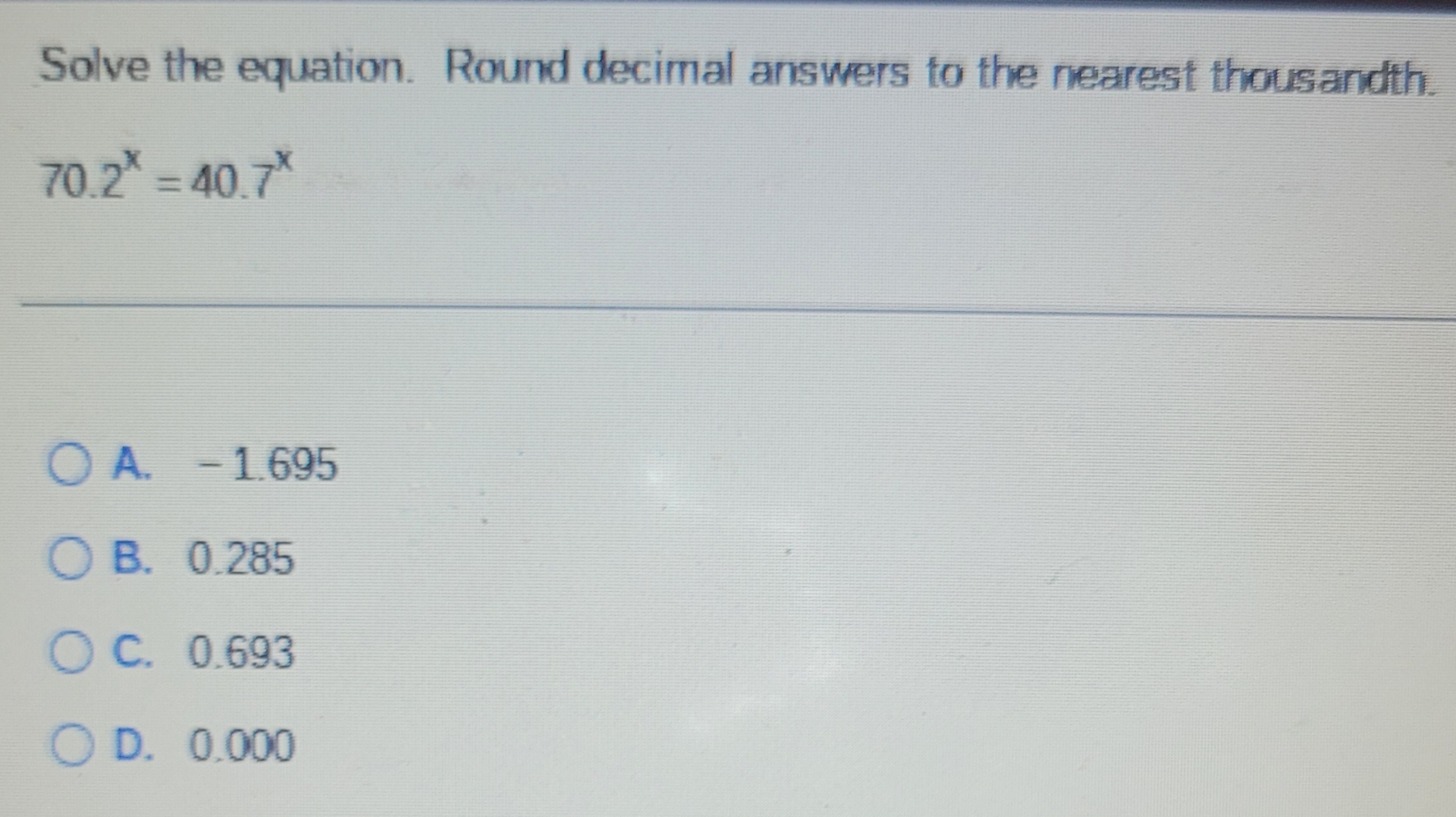Solved Solve the equation. Round decimal answers to the | Chegg.com