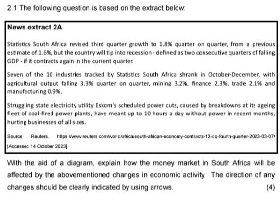 Solved 2.1 The following question is based on the extract | Chegg.com