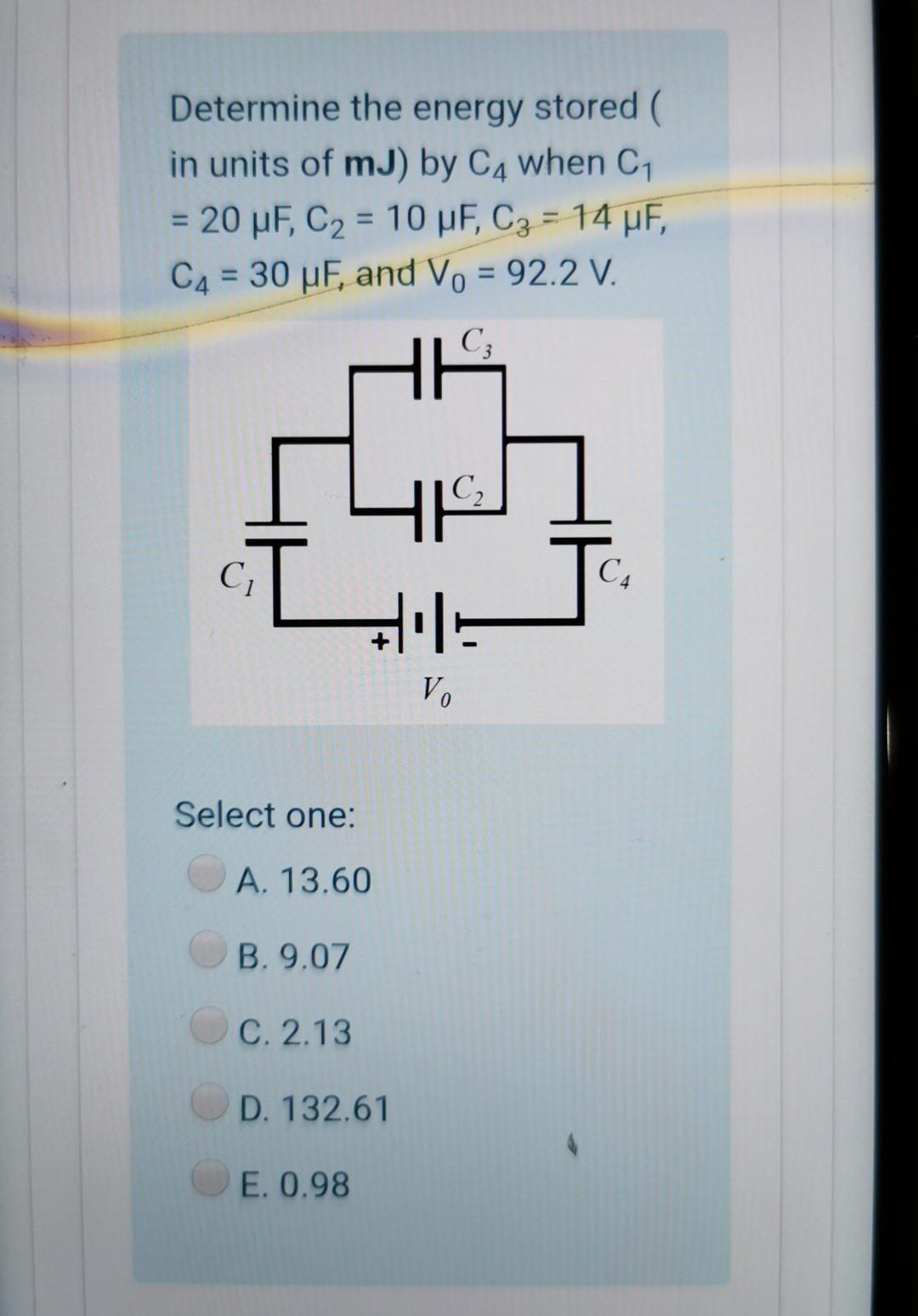 Solved Determine the energy stored ( in units of mJ) by C4 | Chegg.com