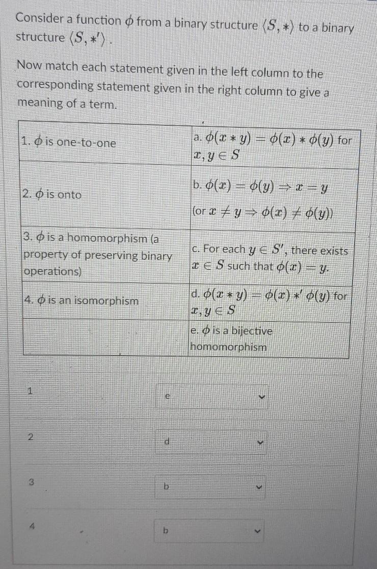 Solved Consider A Function O From A Binary Structure S 7780