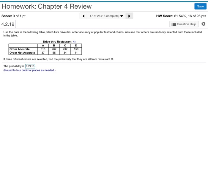 Solved Save Homework Chapter 4 Review Score 0 Of 1 Pt 17