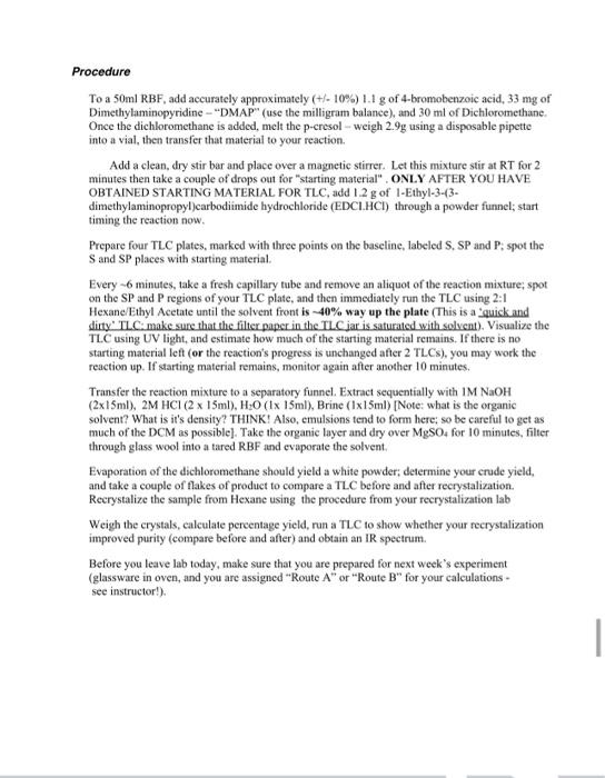 Solved Help?Using the information given in the procedure, | Chegg.com