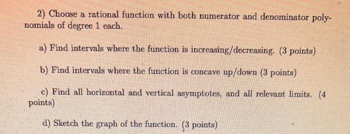 Solved 2 Choose A Rational Function With Both Numerator And