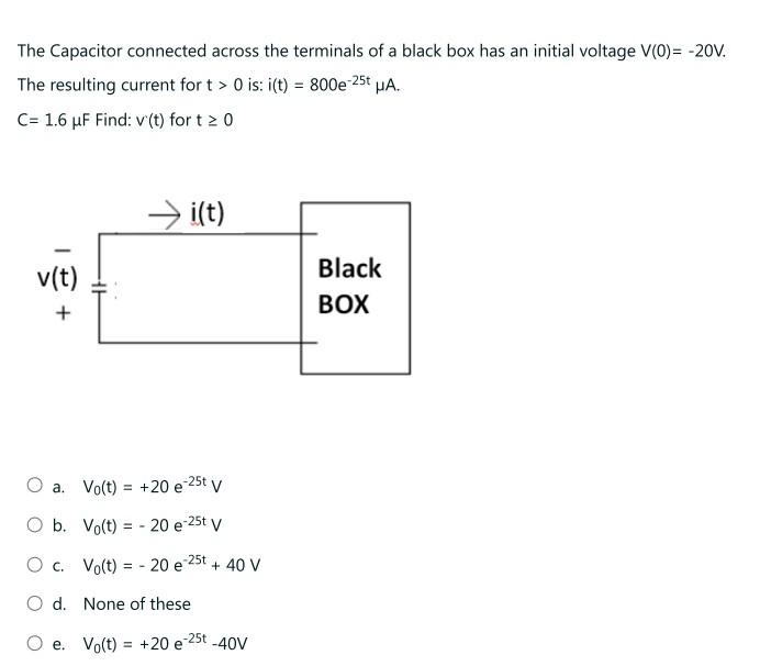 Solved The Capacitor connected across the terminals of a | Chegg.com