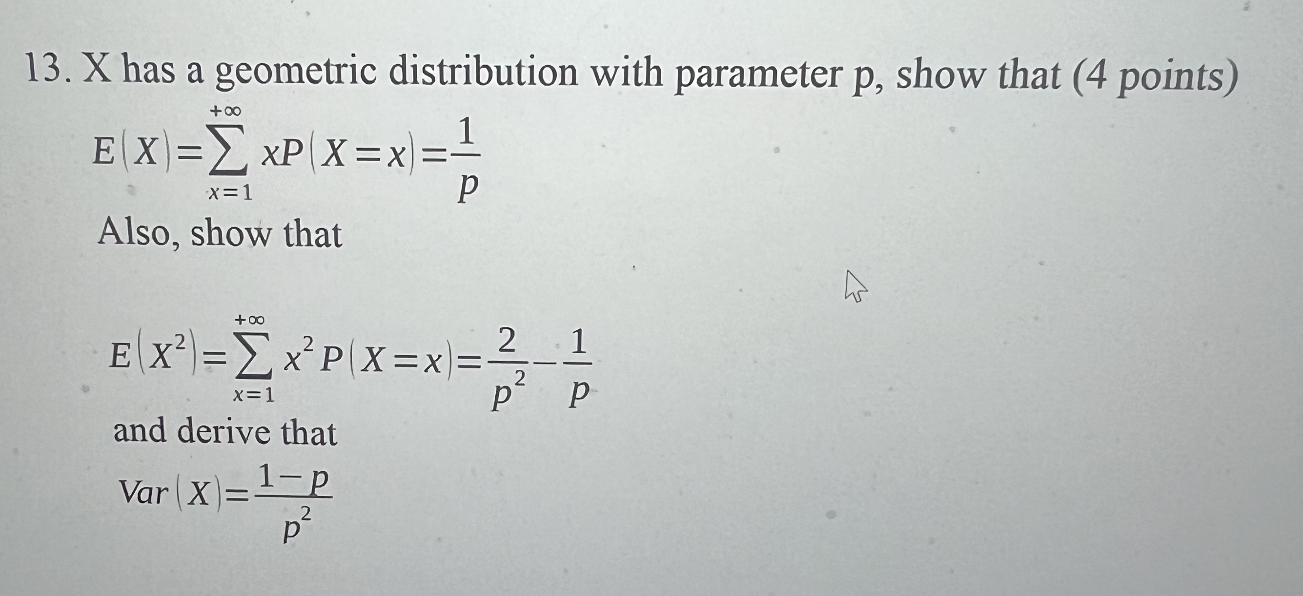 Solved X has a geometric distribution with parameter p , | Chegg.com