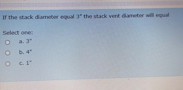 Solved If the stack diameter equal 3" the stack vent | Chegg.com