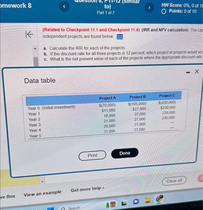 Solved (Related to Checkpoint 11.1 and Checkpoint 11.4) (IRR | Chegg.com