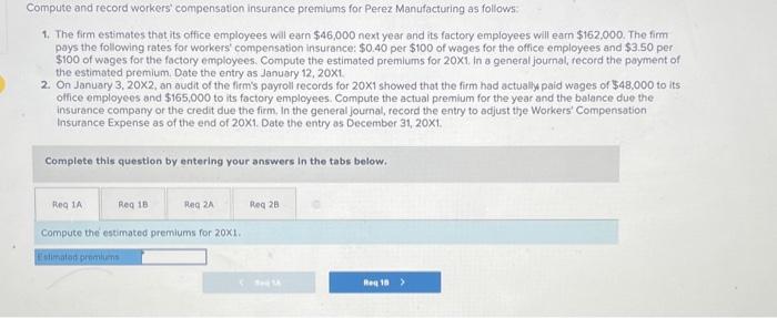 Solved Compute and record workers' compensation insurance | Chegg.com