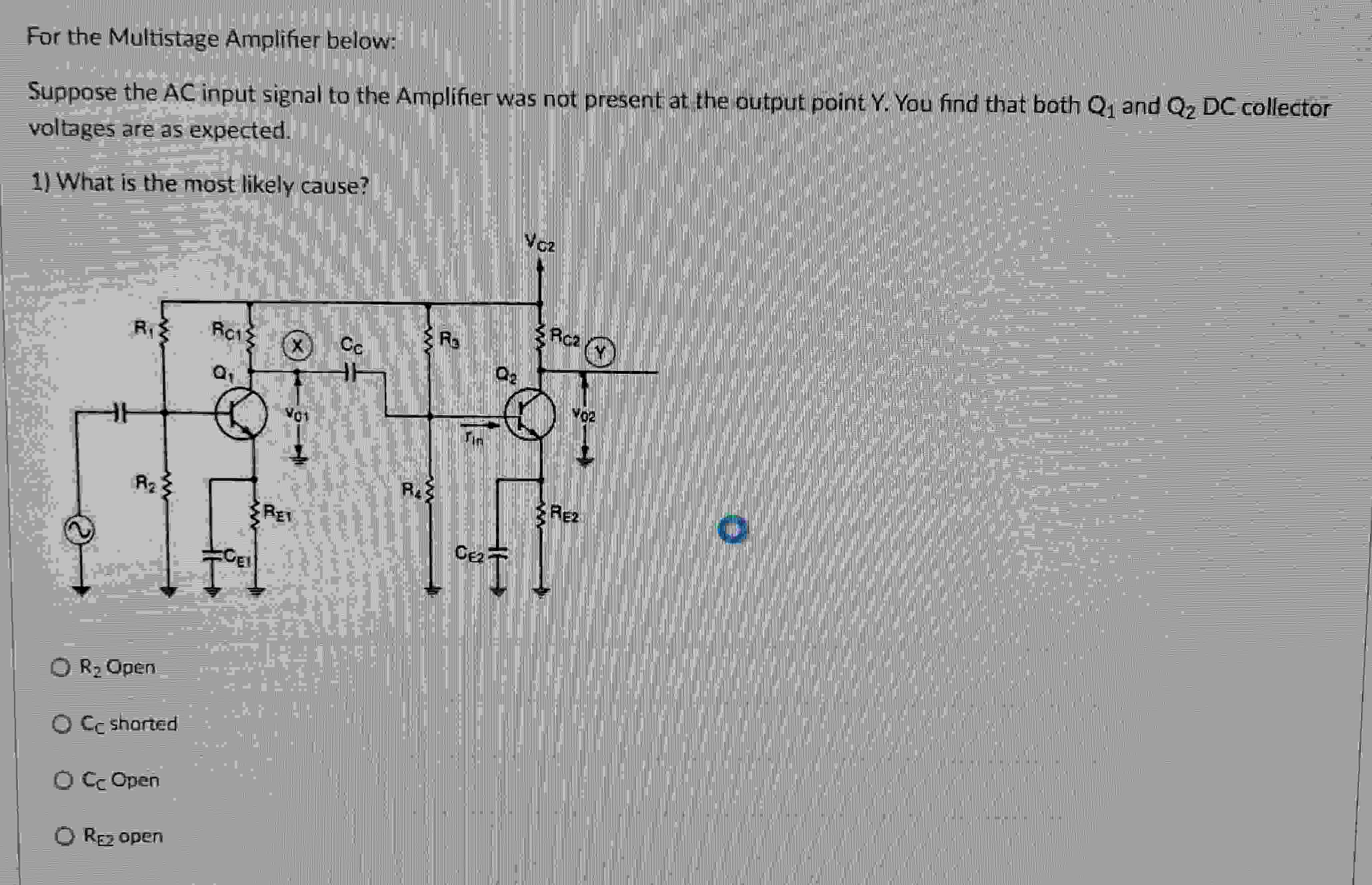 Solved For the Multistage Amplifier below:Suppose the AC | Chegg.com