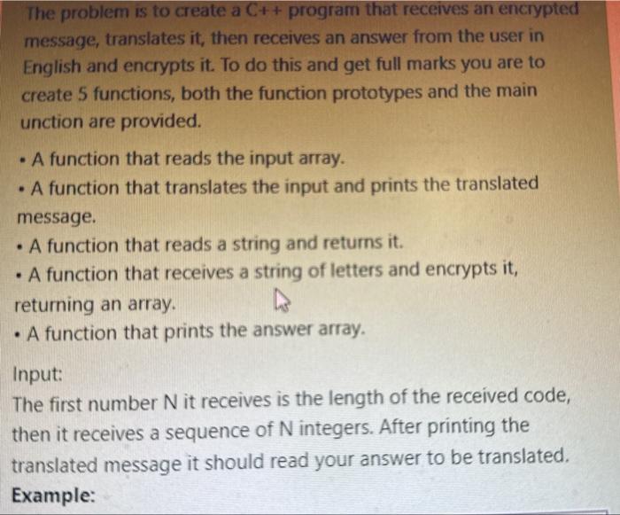 Solved The problem is to create a C++ program that receives | Chegg.com