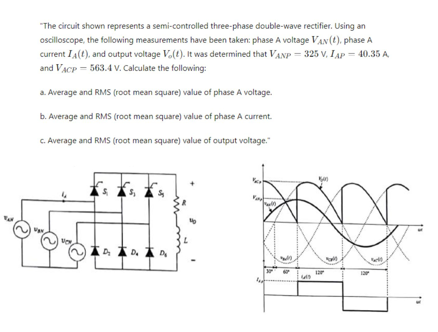 Solved "The circuit shown represents a semi-controlled | Chegg.com