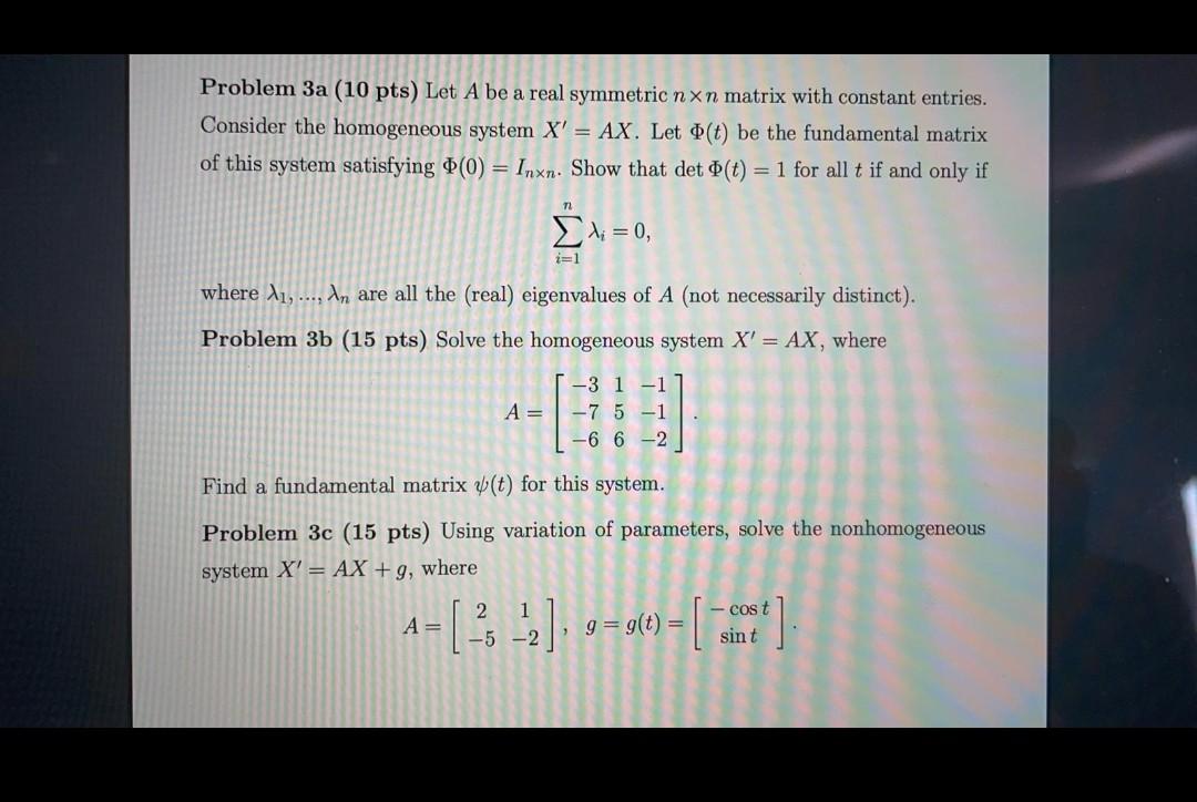 Solved Problem 3a (10 pts) Let A be a real symmetric nxn | Chegg.com Solved Problem 3a (10 pts) Let A be a real symmetric nxn | Chegg.com