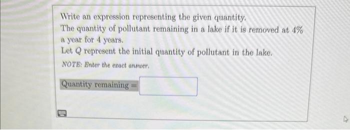 Solved Write an expression representing the given quantity. | Chegg.com