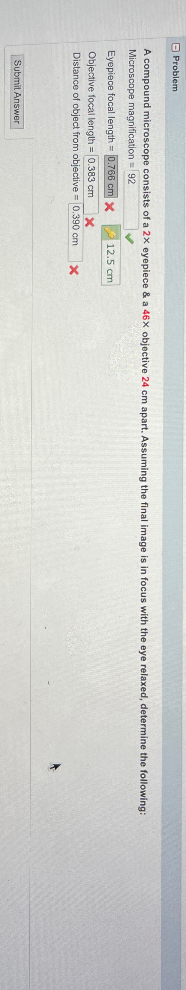 Solved ProblemA compound microscope consists of a 2× | Chegg.com