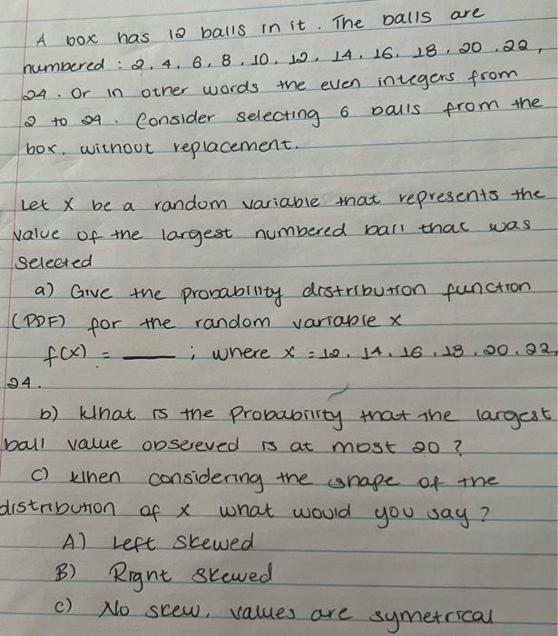 Solved A box has 12 balls in it. The balls are numbered: | Chegg.com