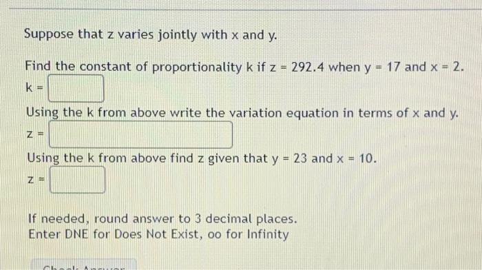 Solved Suppose that z varies jointly with x and y. Find the | Chegg.com