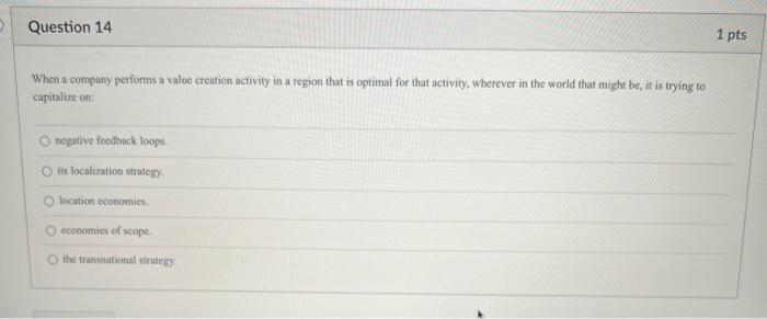 Solved When a company perfoms a value creation activity in a | Chegg.com