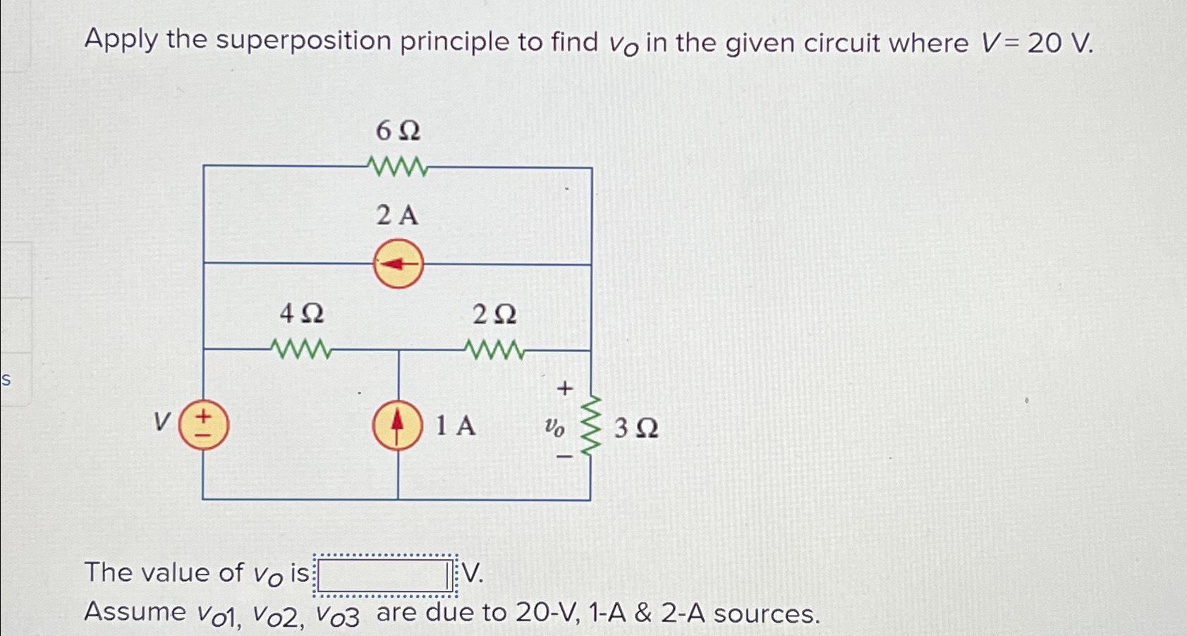 Solved Apply the superposition principle to find vO ﻿in the | Chegg.com