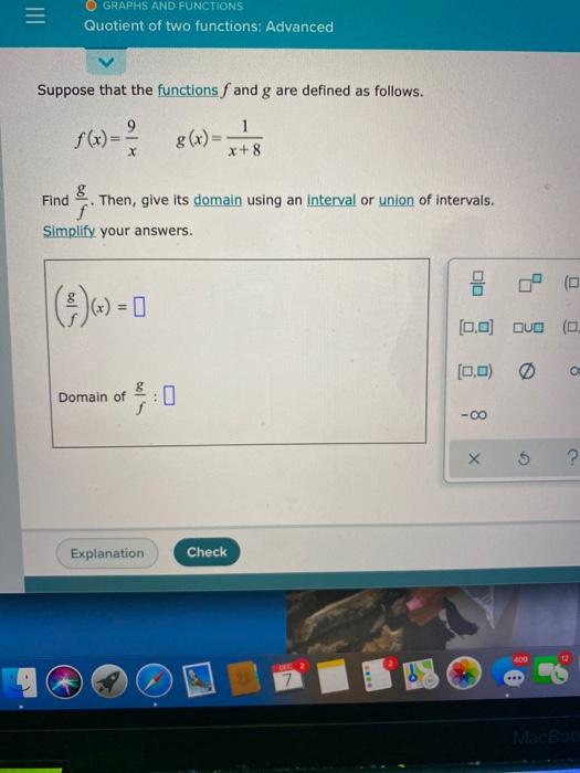 Solved O GRAPHS AND FUNCTIONS III Quotient of two functions: | Chegg.com
