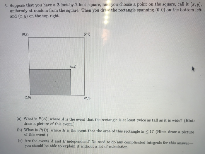 Solved 6. Suppose that you have a 2-foot-by-2-foot square, | Chegg.com