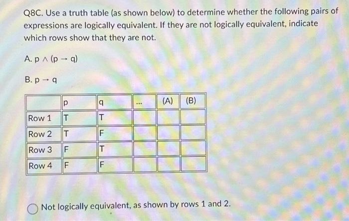 Q8C. Use a truth table (as shown below) to determine | Chegg.com