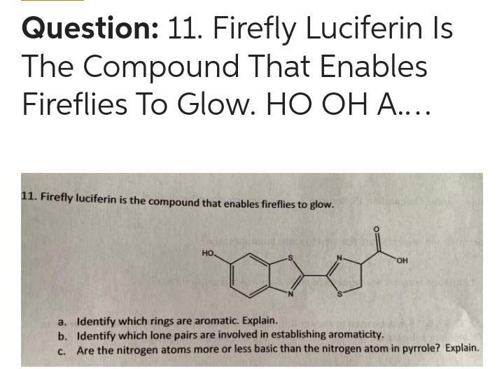 Solved Question: 11. Firefly Luciferin Is The Compound That | Chegg.com