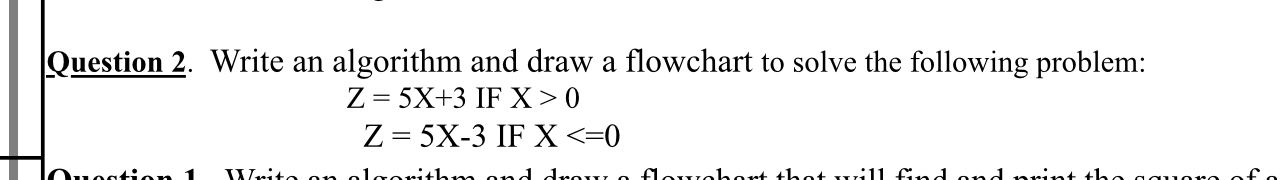 Solved Question 2. ﻿Write an algorithm and draw a flowchart | Chegg.com