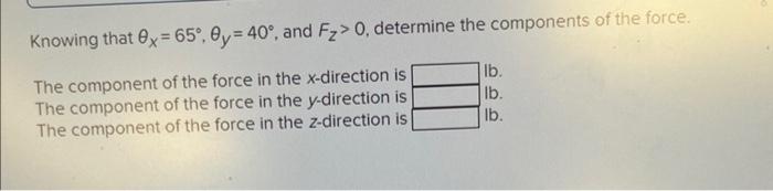 Solved A Force F Of Magnitude 290lb Acts At The Origin Of A