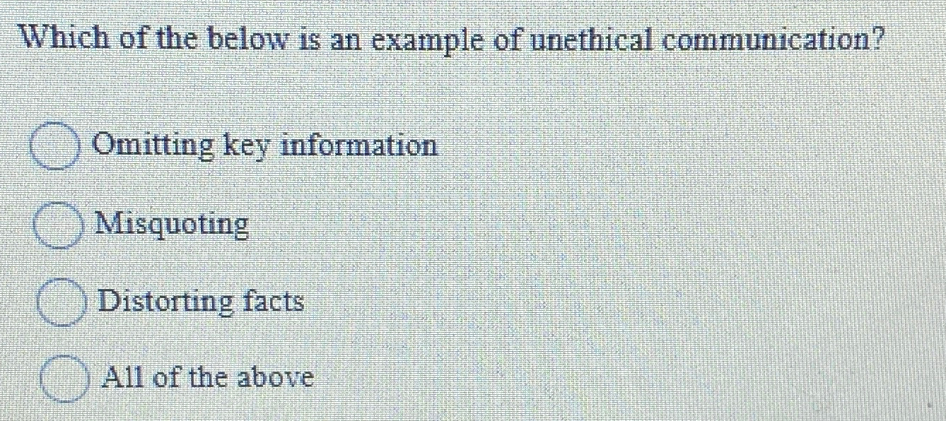 Solved Which of the below is an example of unethical | Chegg.com