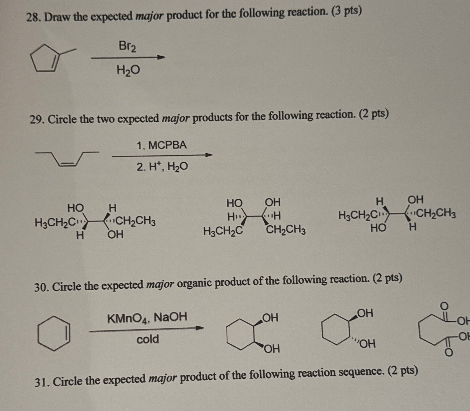 Solved Draw The Expected Major Product For The Following